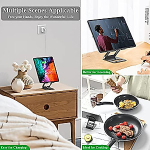 Minthouz Tablet Stand, Adjustable & Foldable Tablet Holder, Compact Aluminum Phone Stand with Anti-Slip Pads, Compatible with All 4.7-12.9 inches Mobile Phones/E-Readers/Tablets/Ultrabooks - Gray