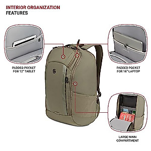 SwissGear 8119 Laptop Backpack, Olive, 19 Inches