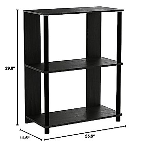 Furinno JAYA Simple Design 3-Tier Bookcase / Bookshelf / Display Rack, Plastic Tubes, Walnut