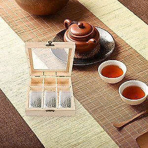 Tea Organizer Tea Box Organizer with Lid Tea Bag Countertop Holder Coffee Organizer Compartment Tea Bag Storage Box for Kitchen Cabinets Countertops Pantry Tea Display Holder