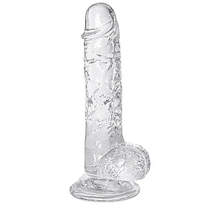 Alovegarden 7.6 Inch Realistic Dildo G-Spot Stimulation Dildos with Powerful Suction Cup for Hands-Free Play Anal Adult Sex Toy for Women and Couple (Clear)