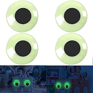 4PCS 5.9 Inches Glow in The Dark Giant Googly Wiggle Eyes Self Adhesive Large Luminous Google Eyes Big Sparkle Sticky Wiggle Eyes for DIY Crafts Sticker Decoration