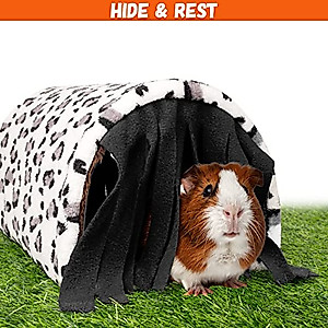 Hideout for Guinea Pig, Large Hide Tunnel House Pack for Pet, Sleep Bed & Hideaway Cave for Hedgehog, Hamster, Chinchilla, Small Animal Cuddle Sleeping Nest & Pouch, Guinea Pig Hut with Domes, Fleece