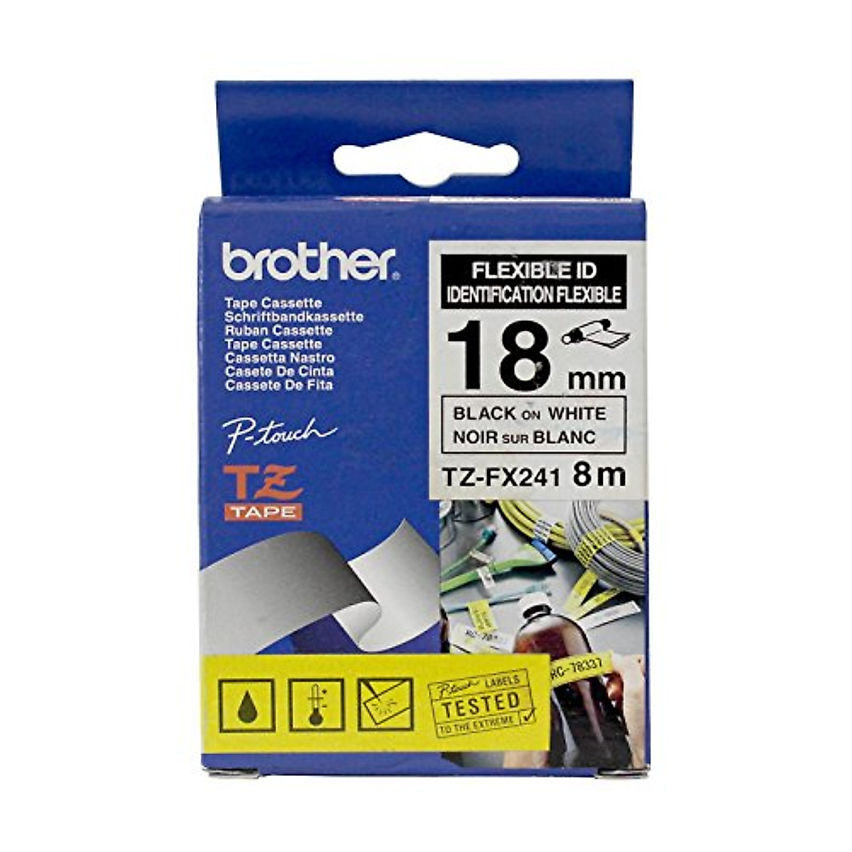 Brother International TZE-FX241 Blk on Wht 3 4" w Flexible TZ (TZE-FX241)