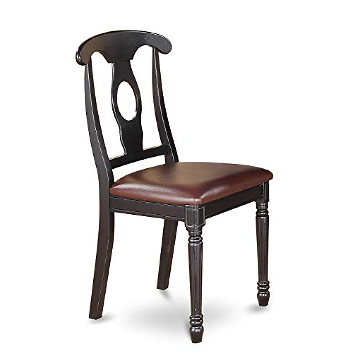 East West Furniture Dublin 5 Piece Dinette Set for 4 Includes a Round Table with Dropleaf and 4 Faux Leather Dining Room Chairs, 42x42 Inch, Black