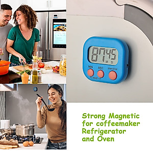 Digital Kitchen Timer Magnetic Countdown Up Cooking Timer Loud Alarm Magnet and Stand, Classroom Timer for Teachers (2 Pack)