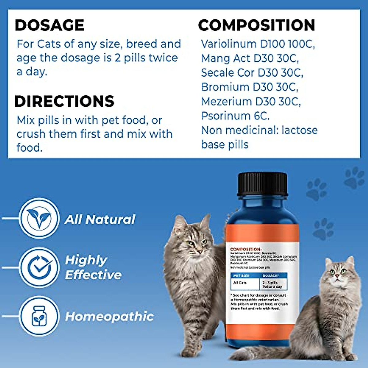 BestLife4Pets Demodectic Mange and Scabies Relief for Cats - Ear Mites & Itch Relief Supplements for Cat Itching Relief - Restores Healthy Feline Coat and Skin - Easy to Use Natural Pills