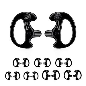Zeadio 8-Pair Radio Earpiece, Soft Silicone Earmould Earbud Earplug for Walkie Talkie Acoustic Earpiece Headset, Two-Way Radio Coil Tube Audio Kits - Black
