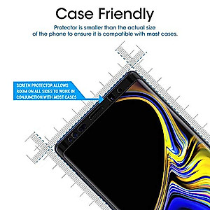 amFilm Screen Protector for Samsung Galaxy Note 9, Full Screen Coverage Screen Protector, 3D Curved Tempered Glass, Dot Matrix with Easy Installation Tray (Black), 2 Pack