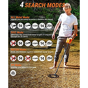 SUNPOW Metal Detector for Adults Professional Waterproof-Adjustable High Accuracy Beach Metal Detector with Ground Balance,All Metal & DISC & Notch & Pinpoint 4 Modes, 10" IP68 Coil, Advanced DSP Chip