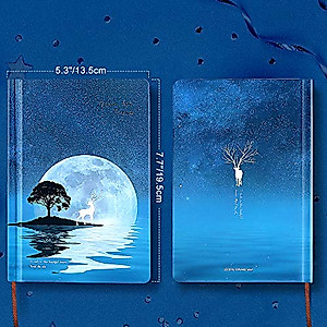 Cute Notebook Journal, Blank Journal for Women Men to Write in, Hardcover Aesthetic Notebook with Thick Scrapbook Paper, Kawaii Stationary for Junk Journal, 5.3'' x 7.6'' Pocket Notebook