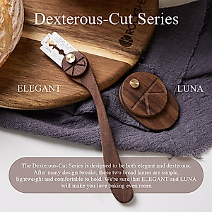 ROCKSHEAT Bread Lame Dough Scoring Tool with Blade Cover, Sourdough Scoring Tool with 5 Feather Blades, Scoring Knife for Bread Baking, Dexterous-Cut Series Lame Bread Tool (ELEGANT)