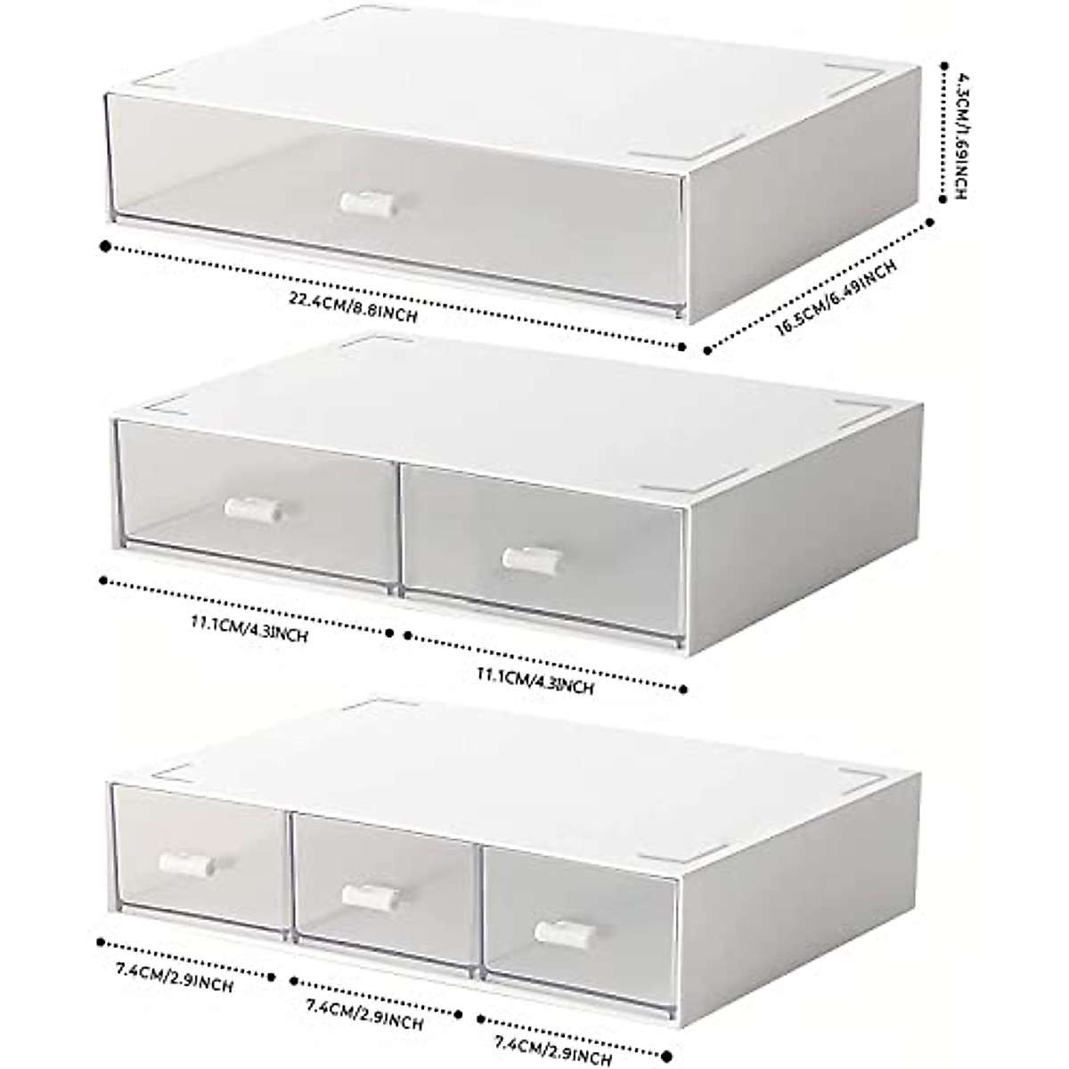 Vowcarol Desk Organizer Bathroom Organization Boxes, Desk Storage Box with 6 drawers, Plastic Makeup Organizer, Desktop Organizer for Office School Home (White)