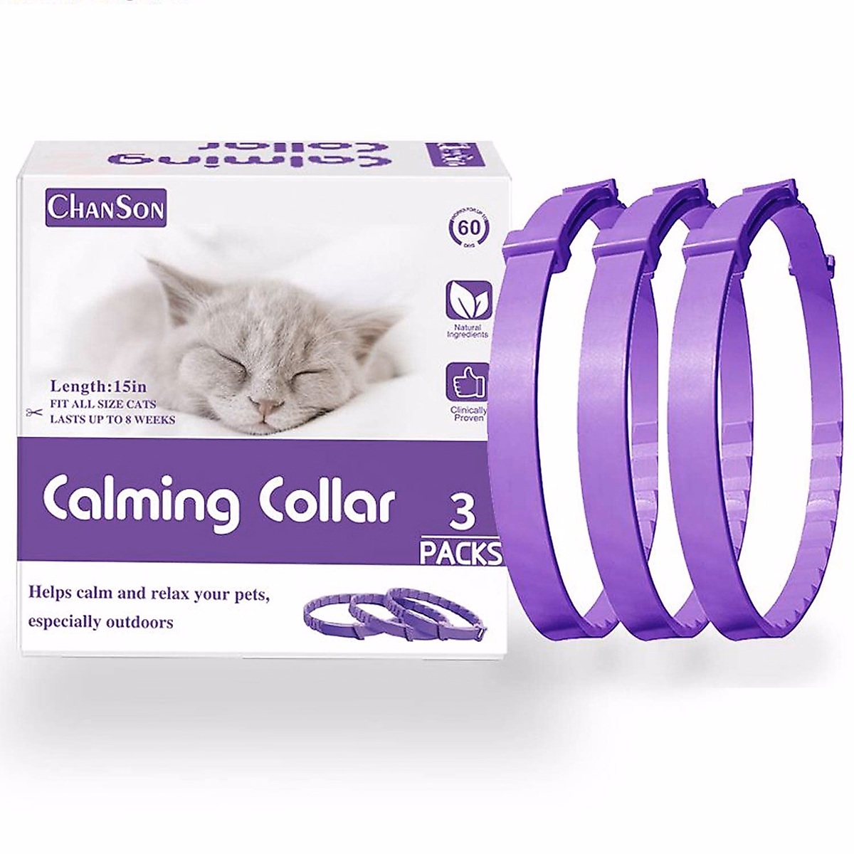 OCSOSO 3-Pack Pheromone Calming Collars for Cats Offers Long-Lasting Calming Relief - Ideal for Reducing Anxiety and Stress Related Behaviors!