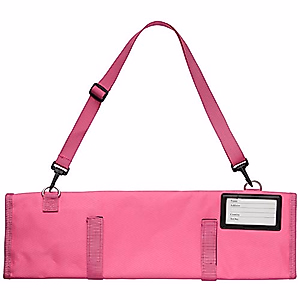 Mercer Culinary 7-Pocket Knife Roll Storage Bag, Pink