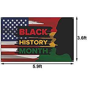 Pudodo Black History Month Backdrop Banner Star Stripes African American Holiday Party Photography Background Wall Decoration