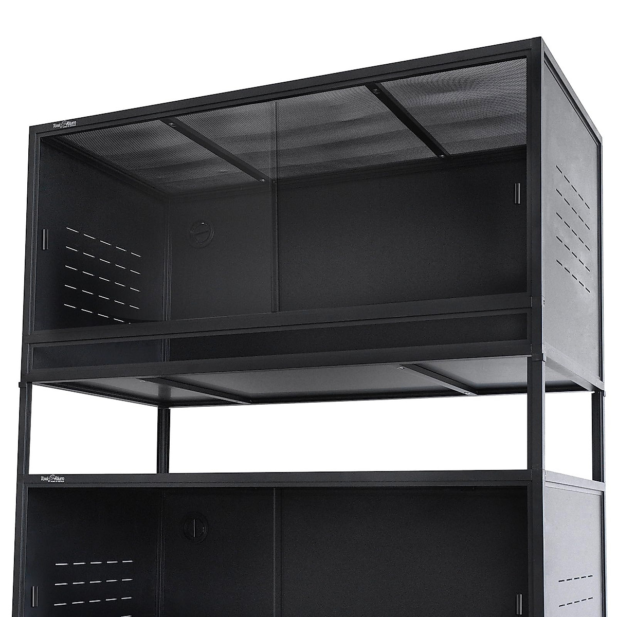 PVC Reptile Enclosure 48"x24"x24"Reptile Terrarium 120 Gallon Large Tank for Bearded Dragon Lizard Snake, Wide Breeding Lounge Vivarium Area with Sliding Doors Lock (2pcs-Black Panels)