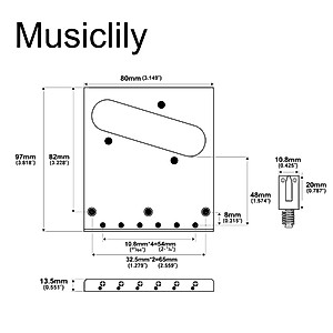 Musiclily Modern Guitar Telecaster Bridge Assembly with 6 Saddles for Fender Tele Style Electric Guitar Replacement,Black