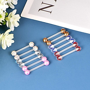 FECTAS Plastic Nipple Rings Tongue Piercing Retainer Barbell 14g for Women Surgery 12/14/16/18mm