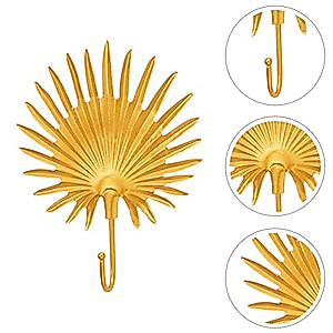 Veemoon Towel Hanger Towel Hooks Nordic 2 Pieces Metal Sun Wall Art Decoration Sunflower Wall Hook Hanger Metal Leaf Wall Hanging Decorations Gold Leaf Shaped Self Adhesive Wall Hook