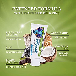 SprinJene Kids Toothpaste with Fluoride for Cavity Protection & Fresh Breath - Natural SLS Free Toddler Toothpaste for Childrens 2 Years & Up/Preservative & Toxic Free (1 Pack) Apple Mint