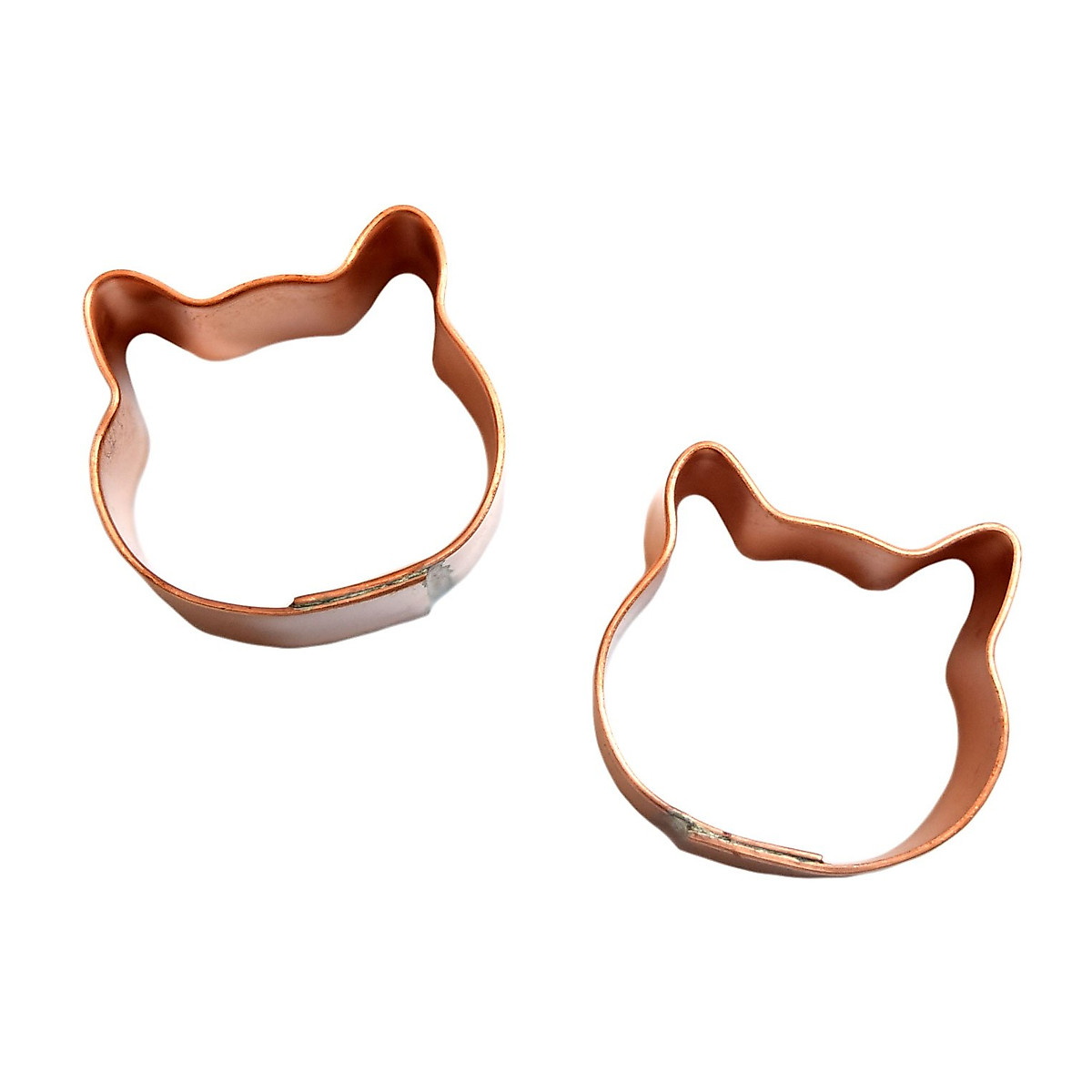 Set of 2 TIny Kitty Cat Face Copper Cookie Cutter