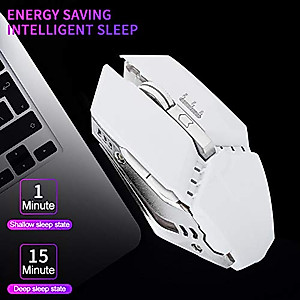 Kafuty-1 Wireless Gaming Mouse,Rechargeable USB Optical Mouse with 6 Buttons,7-Color LED Ergonomic Computer Gaming Mice,Adjustable DPI for Game Players(#3)