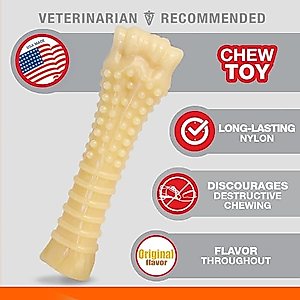 Nylabone Power Chew Textured Femur Bone Chew Toy for Dog, Indestructible Dog Toys for Aggressive Chewers Large Breed, Beef Flavor, X-Large/Souper (1 Count)