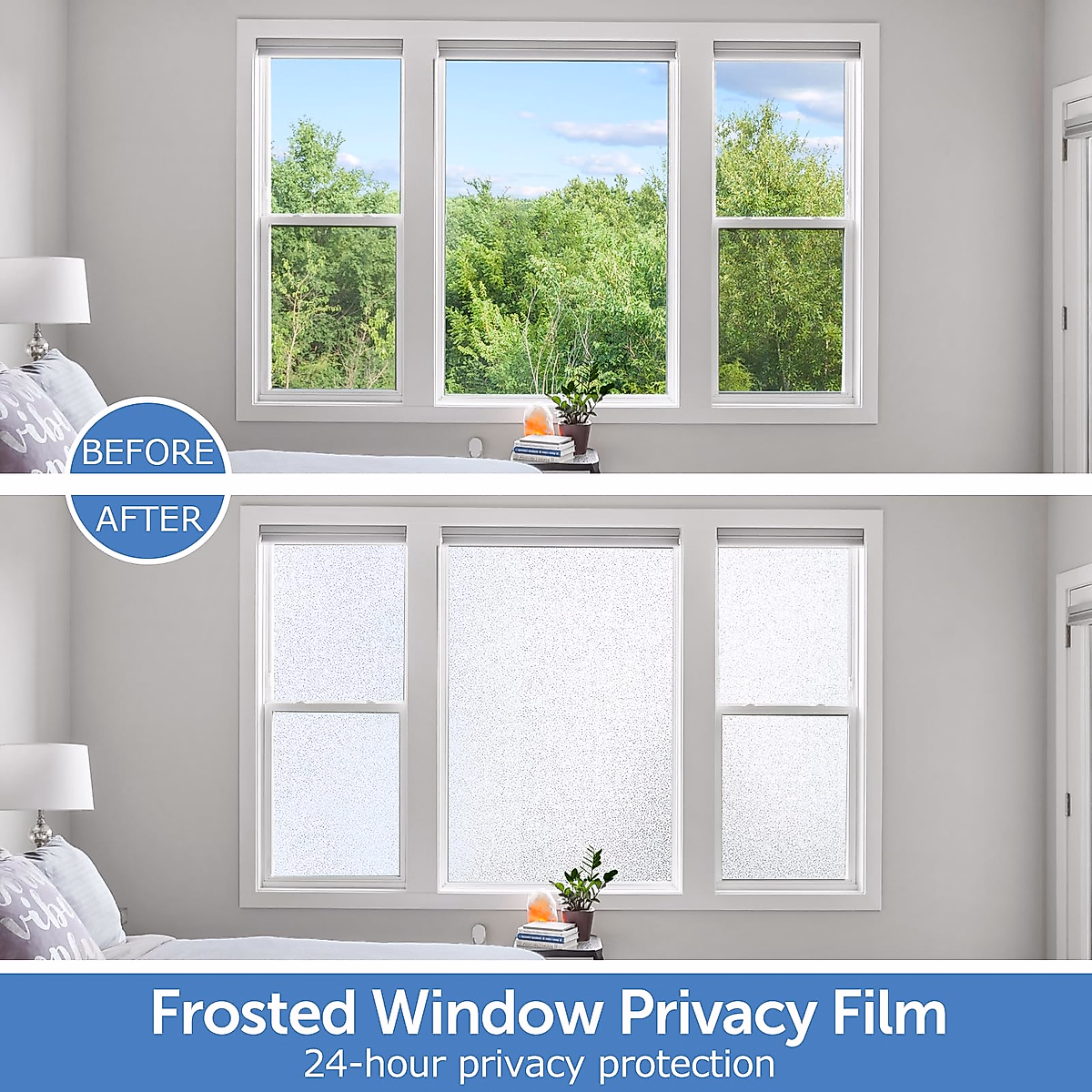 HIDBEA Frosted Window Privacy Film - Non Adhesive Static Cling Glass Stickers Sun UV Blocking Heat Control Door Covering Decals for Home Office, 17.5 x 78.7 Inch