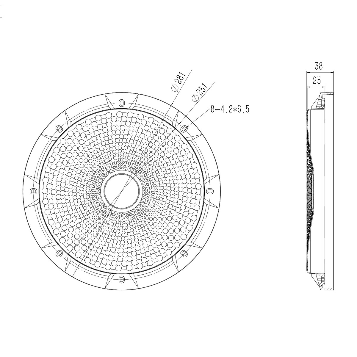 RECOIL 10-Inch High Excursion Black Steel Mesh Subwoofer Grille