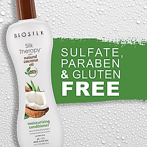 BioSilk Silk Therapy with Natural Coconut Oil Moisturizing Conditioner, Nourishing & Helps Eliminate Frizz, Sulfate, Paraben & Cruelty-Free, 12 Oz