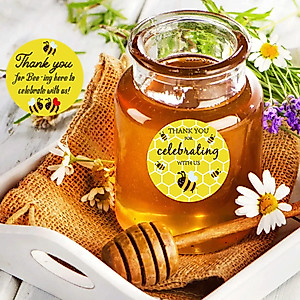 wootile Honey Bee Thank You Stickers 200 Pcs Bee Baby Shower Favor Label 2 Inch Thank You for Beeing Stickers Bzzz-Ness Sticker for Jars Bottle Gift Box Birthday Baby Shower Party Favor Label Stickers