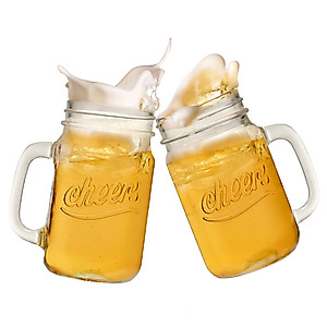 Protocol Mason Jar Glasses with Handles | Set of 6 | 16 Oz | Dishwasher Safe Drinking Glasses | Perfect for wedding showers, backyard BBQs | Great stocking stuffer, party favor or gift…