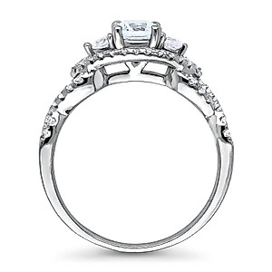 BERRICLE Sterling Silver 3-Stone Wedding Engagement Rings Round Cubic Zirconia CZ Woven Promise Ring for Women, Rhodium Plated Size 10