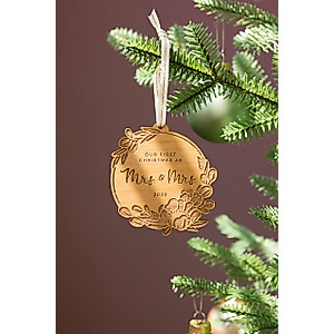 Our First Christmas As Mrs. And Mrs. 2023 Laser Cut Wood Ornament [Christmas, Holiday, Love, Anniversary, Personalized Gifts, Custom Message, Stocking Stuffers]