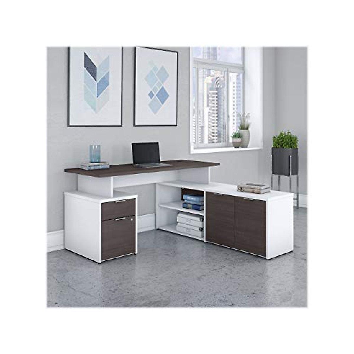 Bush Business Furniture Jamestown 60W L Shaped Desk with Drawers