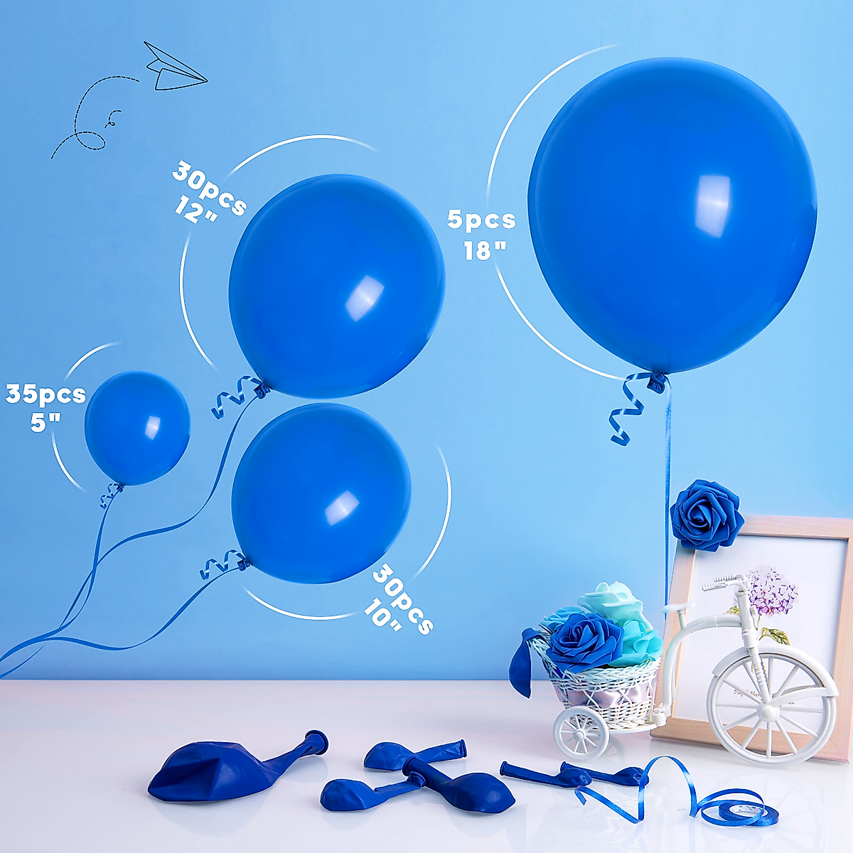 Henviro Royal Blue Party Balloons - 100 Pcs 5/10/12/18 Inch Balloons Helium Quality Latex Balloons As Birthday Party Balloons/Graduation Balloons/Valentines Day Balloons/Baby Shower/Wedding