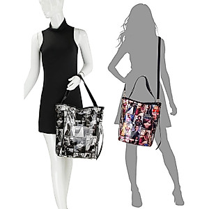 Michelle Obama Magazine Cover Collage Shoulder Bag Wallet Set 2pcs Set (Black/White)