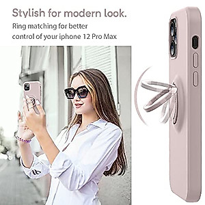 MOCCA Compatible with iPhone 12 Pro Max Phone Case 6.7 inch with Ring Kickstand | Super Soft Microfiber Lining | Anti-Scratch Full-Body Shockproof Protective Case for iPhone 12 Pro Max - Pink Sand