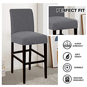 Flamingo P Stool Covers Bar Chair Seat Cover Counter Slipcovers with Backs Removable Washable for Home Set of 4, Gray