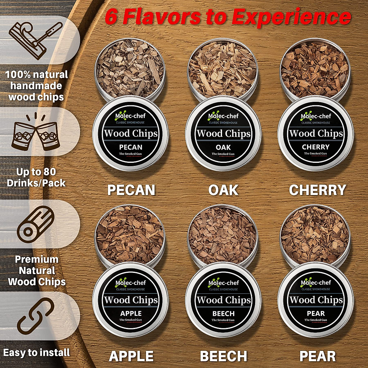 Yiiwinwy Cocktail Smoker Kit with Torch,Whiskey Smoker Kit,Bourbon/Drink/Old Fashioned Smoker Kit with 6 Flavor of Wood Chips,Christmas Gifts for Men,Husband,Dad (No Butane)