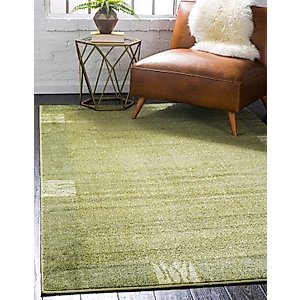 Unique Loom Del Mar Collection Area Rug - Sarah (7' 1" x 10' Rectangle, Light Green/ Ivory)