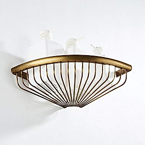 joyMerit Vintage Design Corner Shower Caddy, Brass Wall Mounted Bathroom Shelf, Storage Organizer for Toilet, Dorm and Kitchen - Bronze