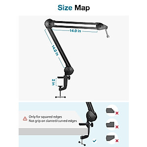 InnoGear Microphone Arm Stand, Heavy Duty Mic Arm Microphone Stand Suspension Scissor Boom Stands with Mic Clip and Cable Ties for Blue Yeti Snowball Hyper X QuadCast SoloCast Fifine Gaming (Medium)