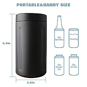 Aokpsrt Insulated 12oz Can Cooler 4 in 1 Slim Beer Can Cooler Double-walled Stainless Steel Beer Holder Suitable for Slim & Short Cans,Beer Bottles & As Drink Cup