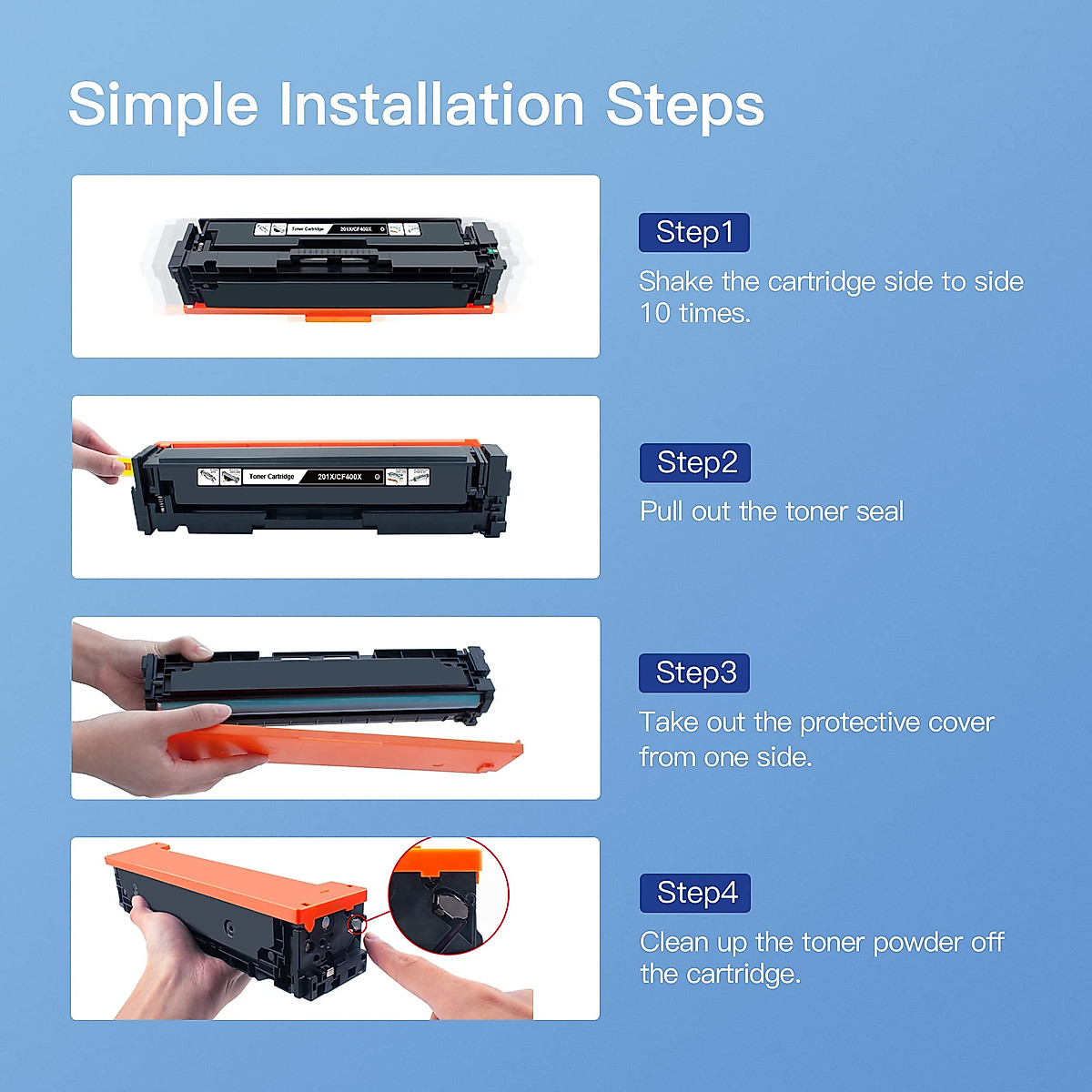 GPC Image Compatible Toner Cartridge Replacement for HP 201X CF400X 201A CF401X CF402X CF403X CF400A Compatible with Laserjet Pro MFP M277dw Toner M252dw M277n M252n MFP M277c6 Printer Tray(4-Pack)