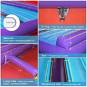 ibigbean Inflatable Tumbling Track for Gymnastics & Cheerleading - Blue Surface Purple Side(50ft)