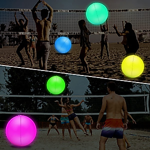 XLYLKS 2 Pcs LED Beach Balls Glow in Dark Party Supplies, 16 Inch Led Beach Ball, IP68 Waterproof Light Up Ball for Swimming Pool, Beach Game, Hot Tub, Decor Outdoor Indoor