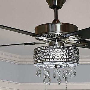 RIVER OF GOODS LED Ceiling Fan with Crystal Chandelier - 52" L x 52" W - Glam Ceiling Fan with Lights
