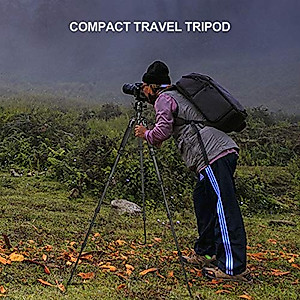 SIRUI Carbon Fiber Travel Tripod Compact Lightweight Slik Tripod with B00K Head, Arca Swiss Plate, Load 8kg/17.6lbs, Weight 2lbs, Folded Height 13" (Traveler 5CX)